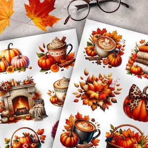 Autumn Printable Stickers for Planner, Fall Planner Stickers, Pumpkin ...