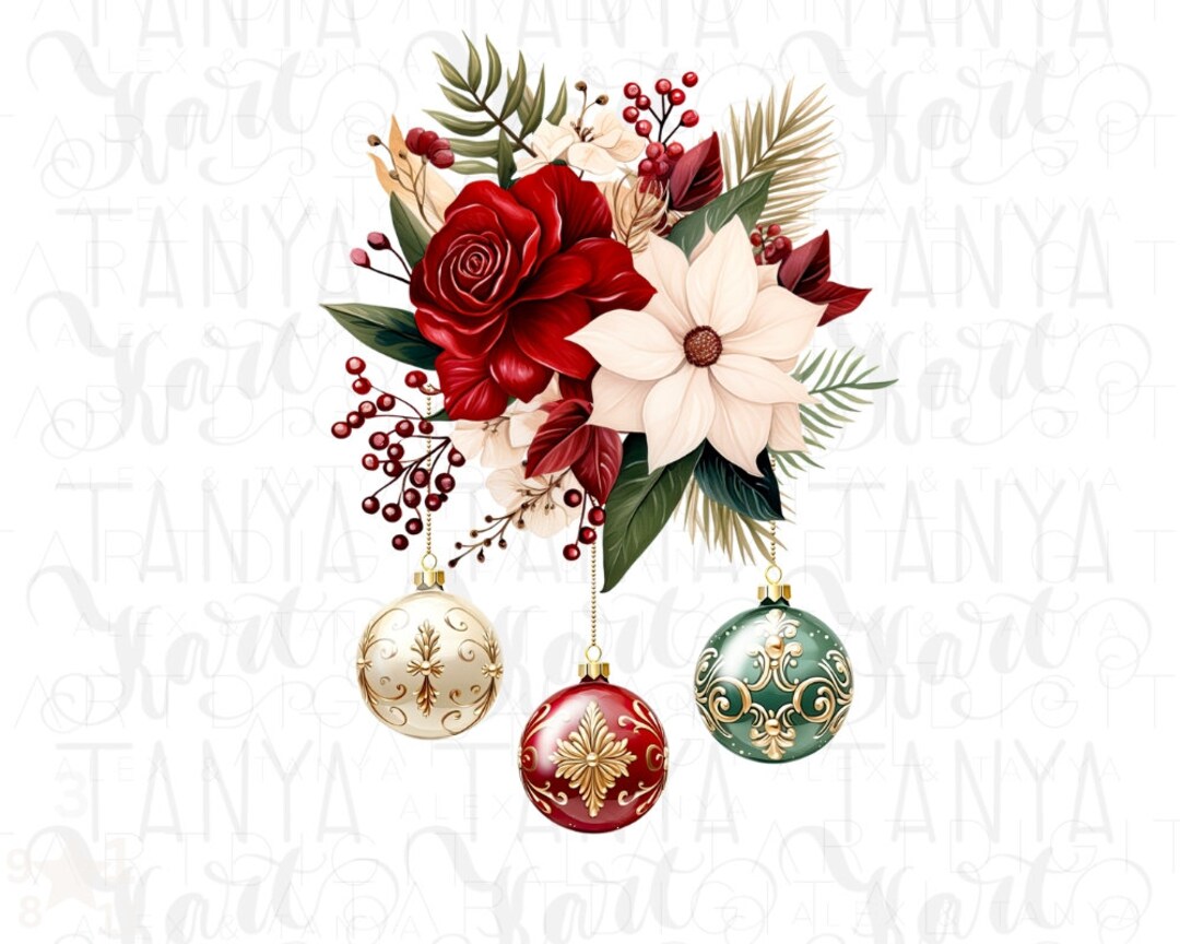 Winter Flowers Christmas Ornaments, for Printable Wall Art, Holiday ...