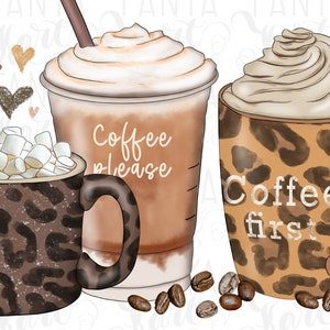 Leopard Texture, Coffee Please Image, Brown Coffee Cups, Hand Drawn ...