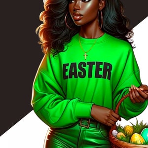 Black Girl Easter Clip Art Bundle | Spring Sublimation PNG, Digital ...