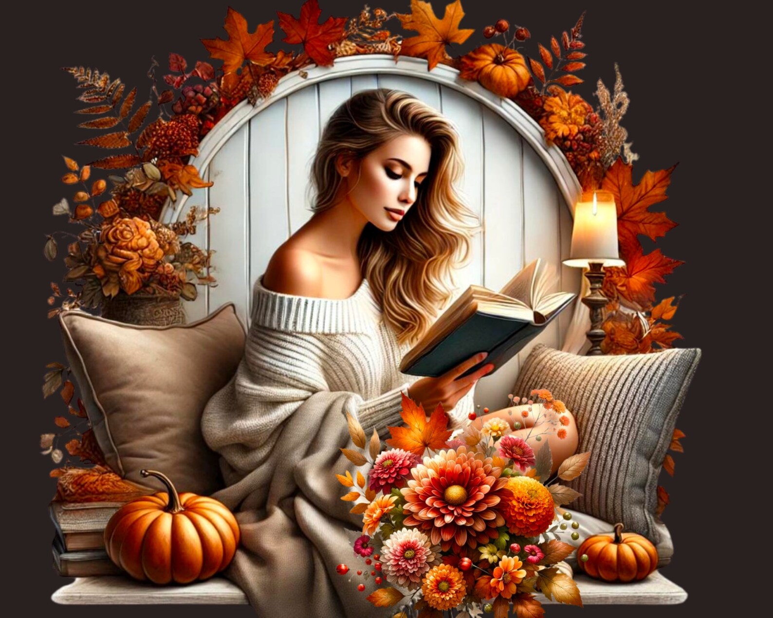 Cozy Fall Reading Clipart Set, Bookish Stickers, Planner Autumn Home ...