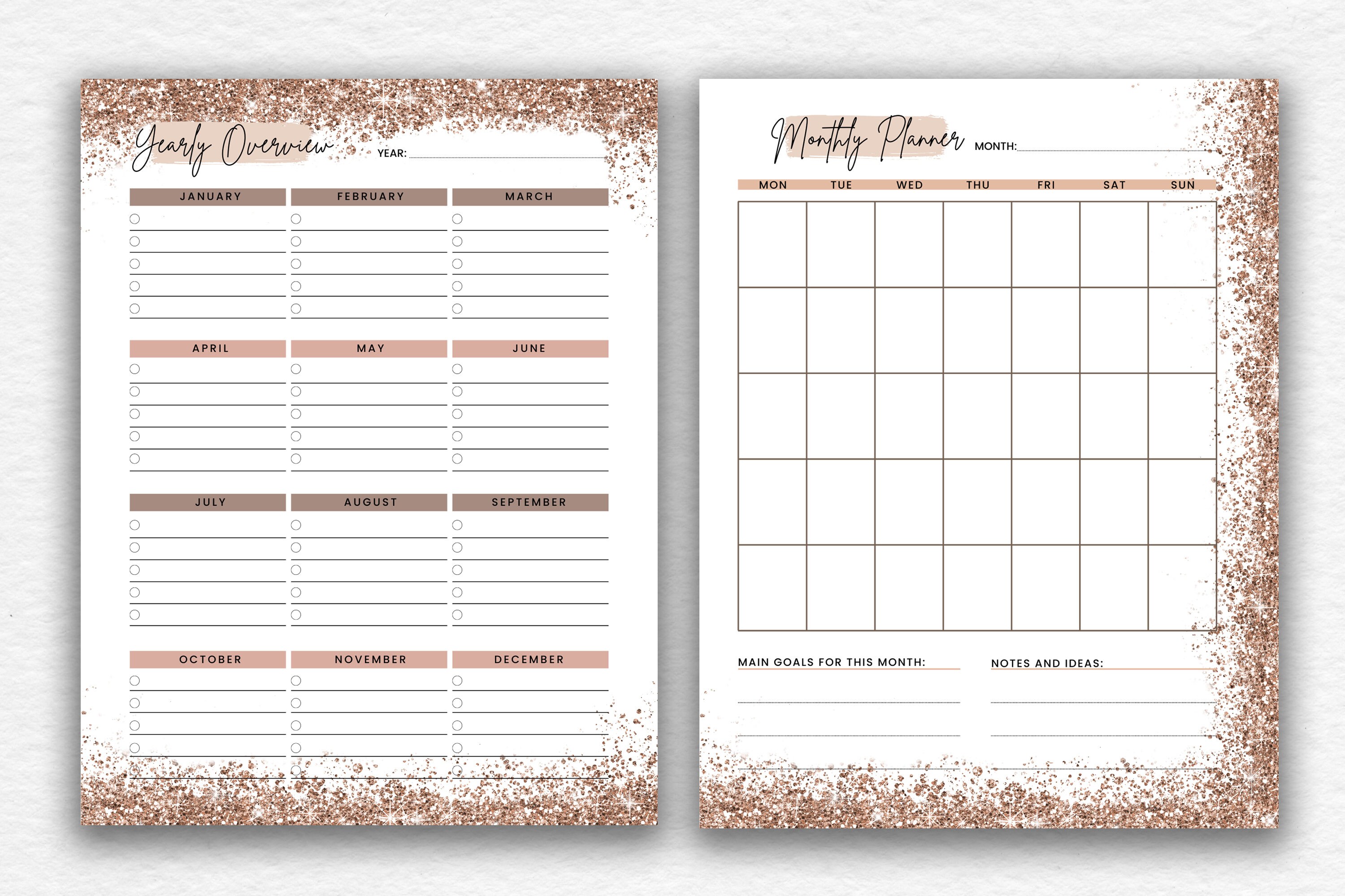 Digital Monthly Planner One Page, Goodnotes Page Planner Template ...
