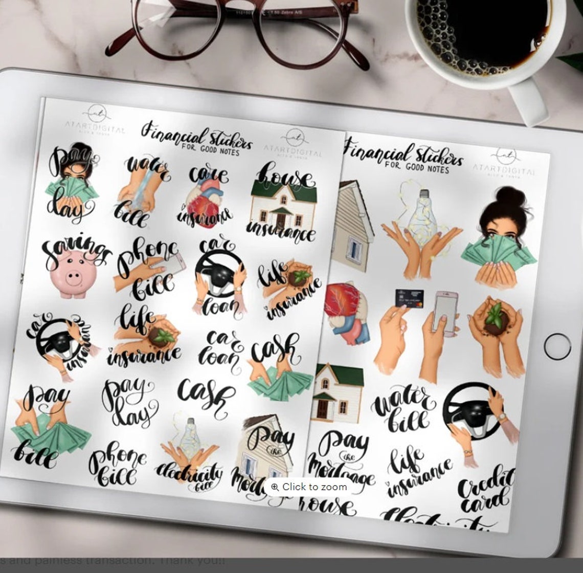 Financial Goodnotes Digital Planning Money Illustration - Etsy