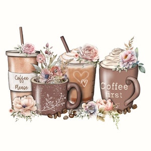 Coffee and Flowers Png for Sublimation, Spring Flowers, Coffee Please ...