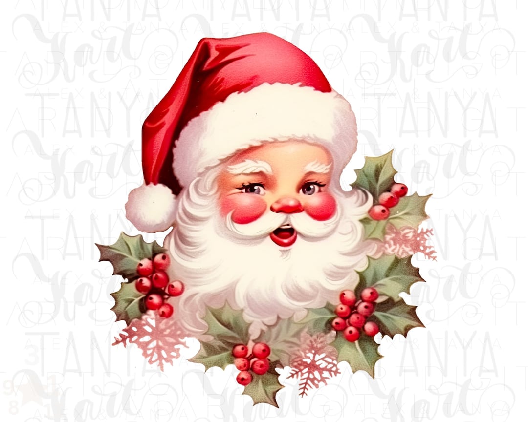Retro Santa Claus PNG Digital Download for T-shirts, Sweatshirt & Mug ...