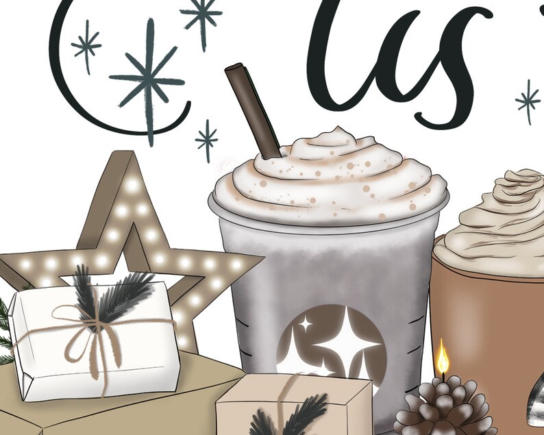 Tis the Season Winter Illustration Hand Drawn Png Christmas - Etsy