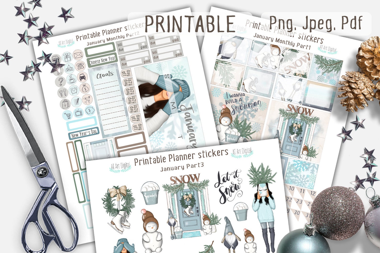 Planner Stickers January Stickers Monthly Kit Printable - Etsy