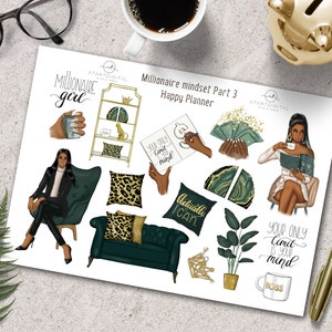 Millionaire Mindset Printable Stickers for Happy Planner, Black Woman ...