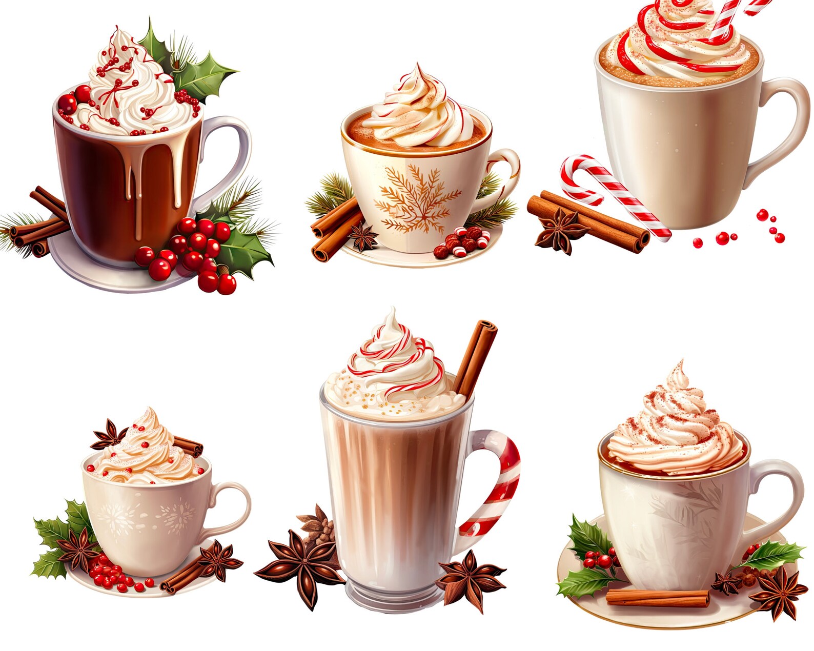 Christmas Coffee PNG Clipart, Winter Drinks Clipart Bundle, Coffee, Hot ...