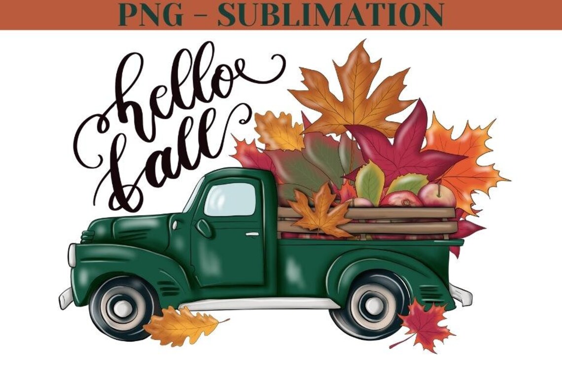 Hello Fall Truck Png Digital Download for Sublimation Autumn - Etsy