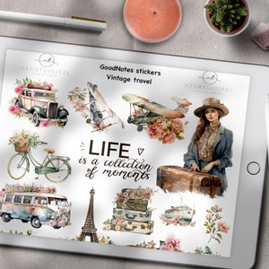 Vintage Travel Goodnotes Stickers for Digital Planners, Travel Vacation ...