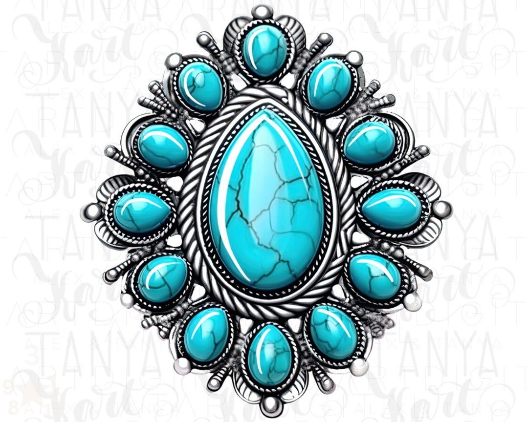 Blue Turquoise Gemstone PNG Digital Download | Western Sublimation ...