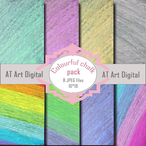 Colourful Chalk, Photography Paper, Digital Background, Scrapbook Paper ...