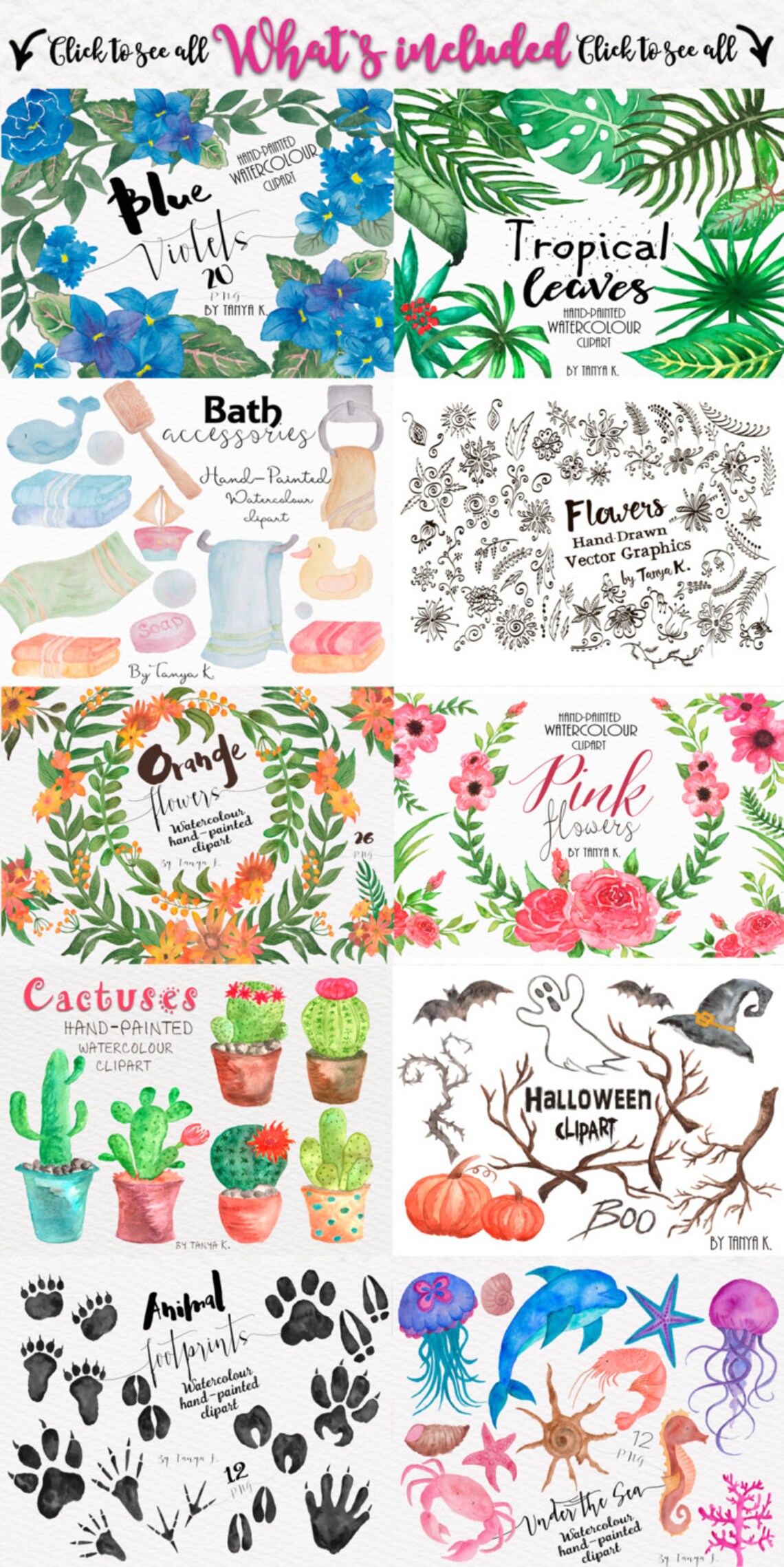 Bundle Pack Png Watercolor Animals Clipart Watercolor - Etsy