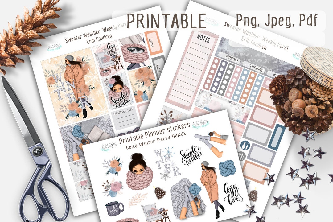 Weekly Kit, Winter Stickers, Life Planner Kit, Winter Printable ...