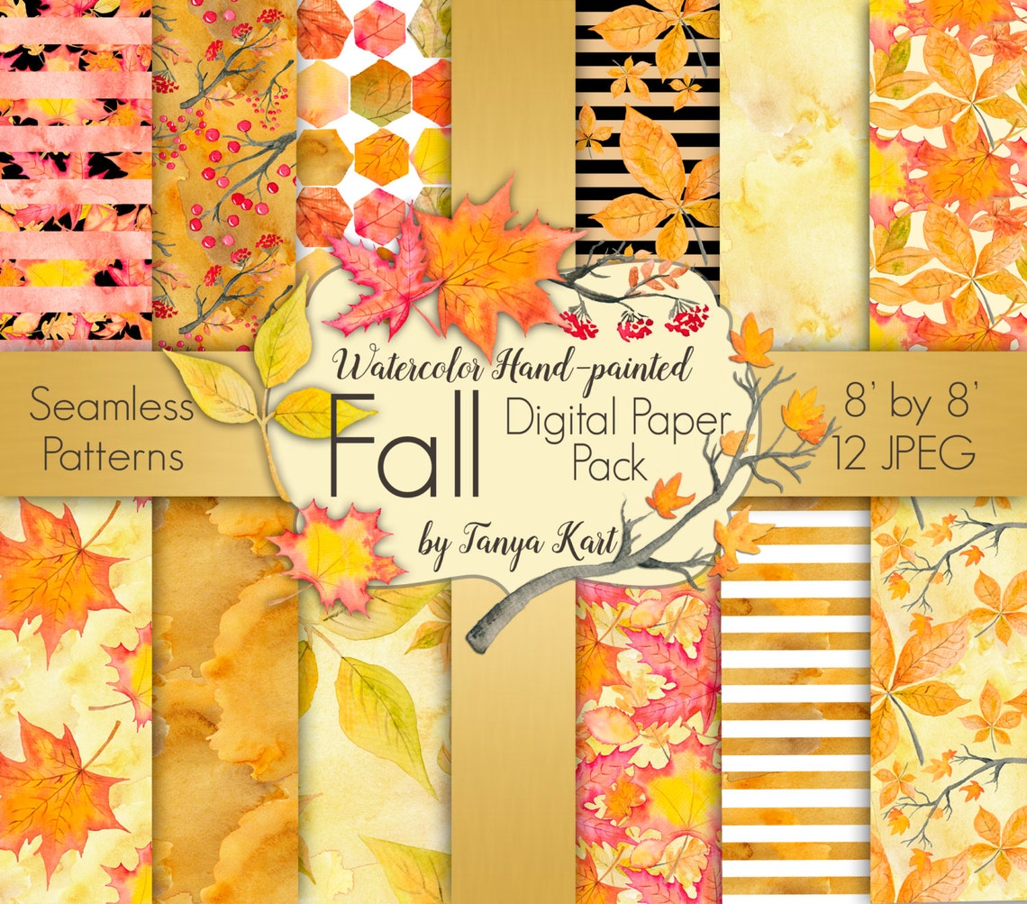 Autumn Seamless Orange Fall Pattern Leaves Digital Paper - Etsy