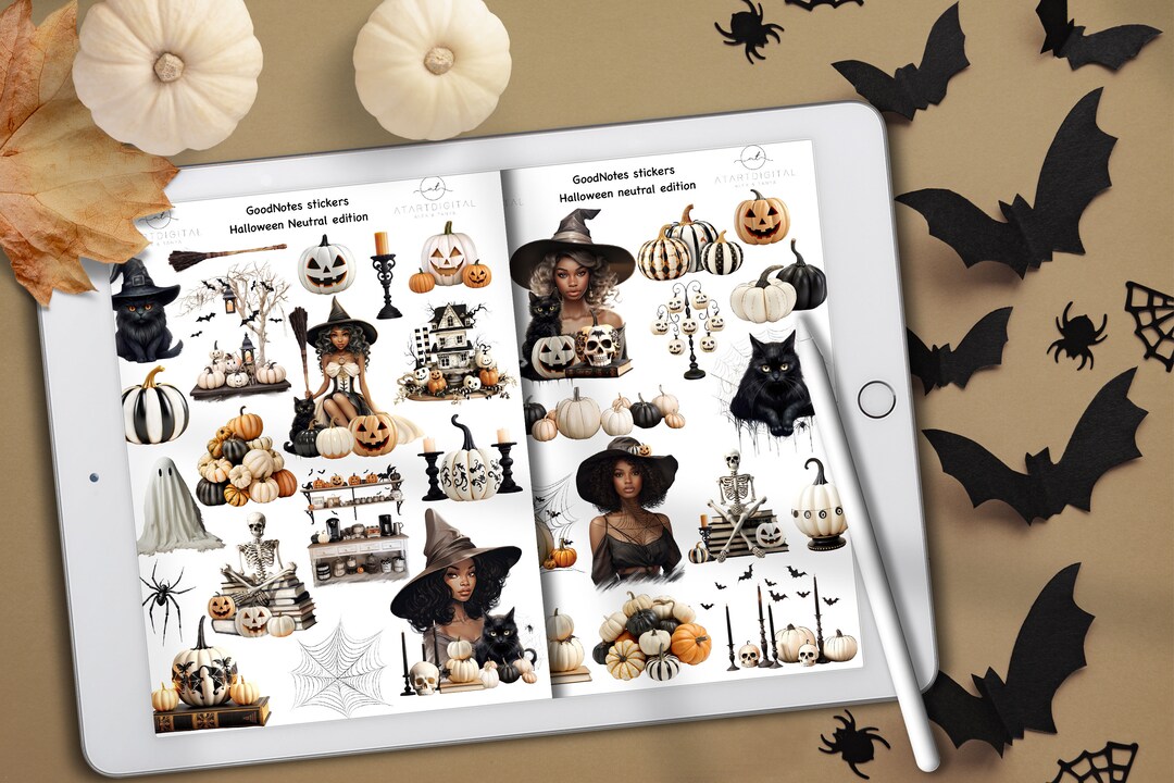 Digital Halloween Planner Stickers - African American Goodnotes Sticker ...