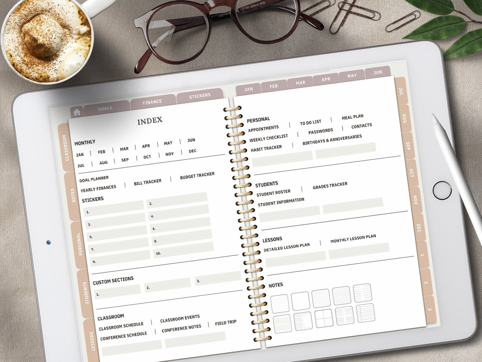 Digital Teacher Planner: Undated, Daily, Weekly, Goodnotes Stickers ...