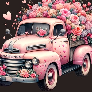 Valentines Day Pink Truck PNG - Instant Download - Valentine Clipart ...