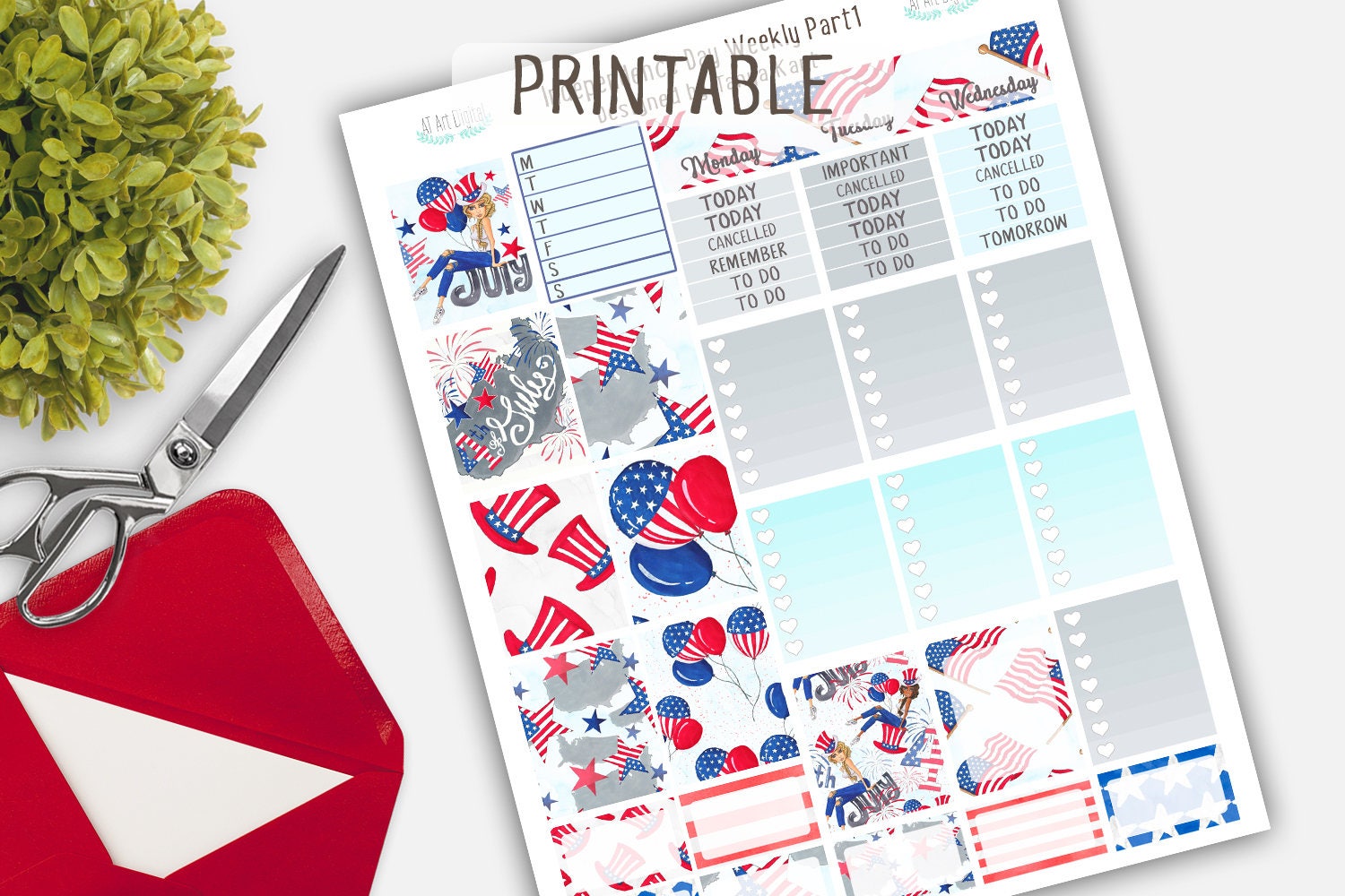 OFF Printable Stickers//july Planner Stickers//4 the of July Stickers ...
