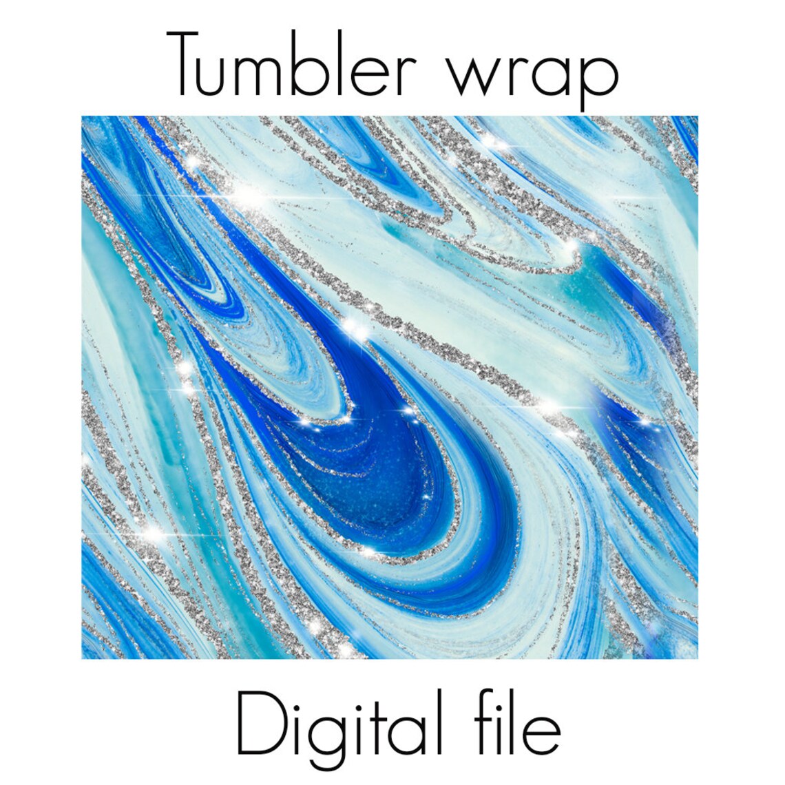 20oz Skinny Blue and Silver Sublimation Download Agate - Etsy