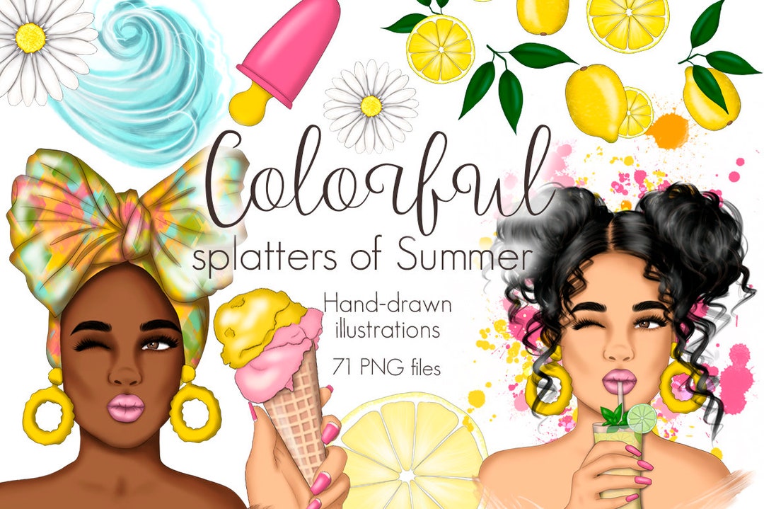 Fashion Girs Summer Clipart, Beach Clipart, Ice Cream PNG, Planner Girl ...