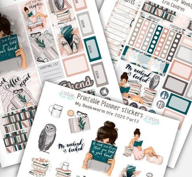 Bookish Reading Planner Stickers Erin Condren Weekly Kit - Etsy