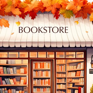 Cozy Autumn Bookstore PNG Sublimation for Laptop Sticker, Fall Graphic ...