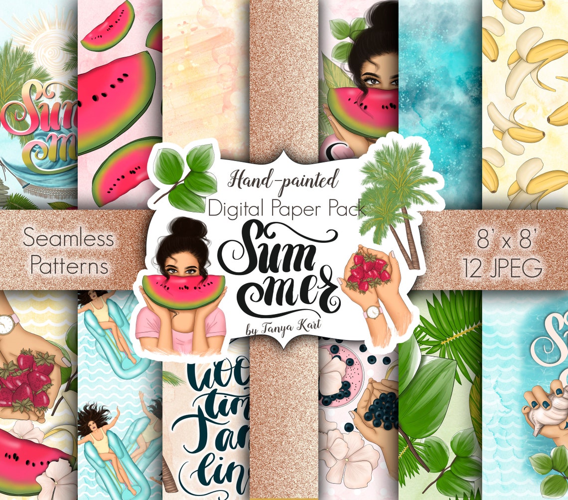 Printable Background-summer Digital Paper-scrapbook | Etsy