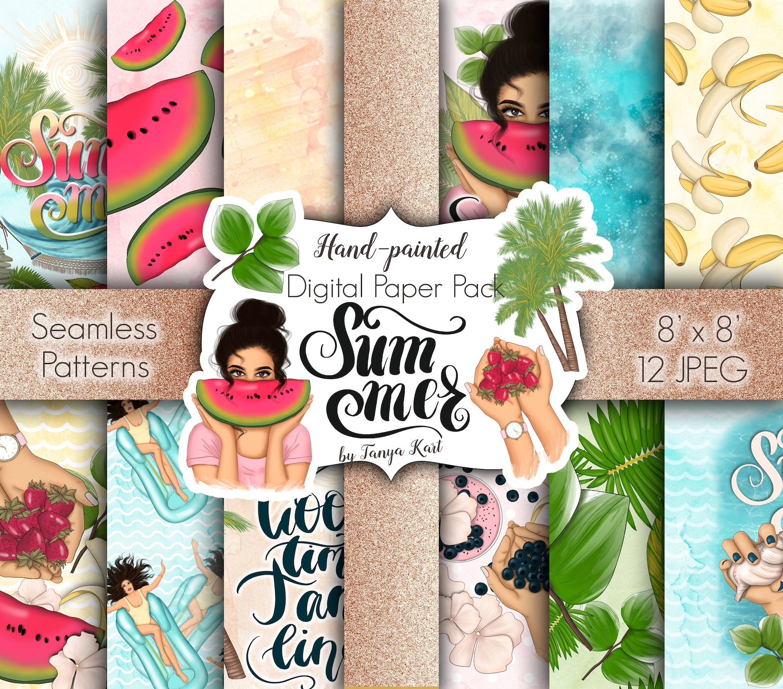 Printable Background-summer Digital Paper-scrapbook | Etsy