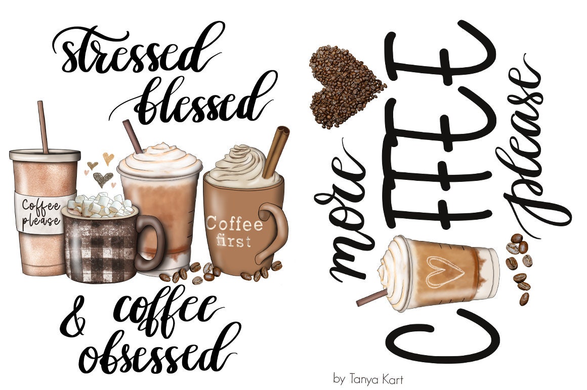 Coffee Lover Clipart Png Instant Download Coffee Girl - Etsy UK