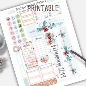 Planner Stickers, February Monthly Kit, Winter Stickers, Life Planner ...
