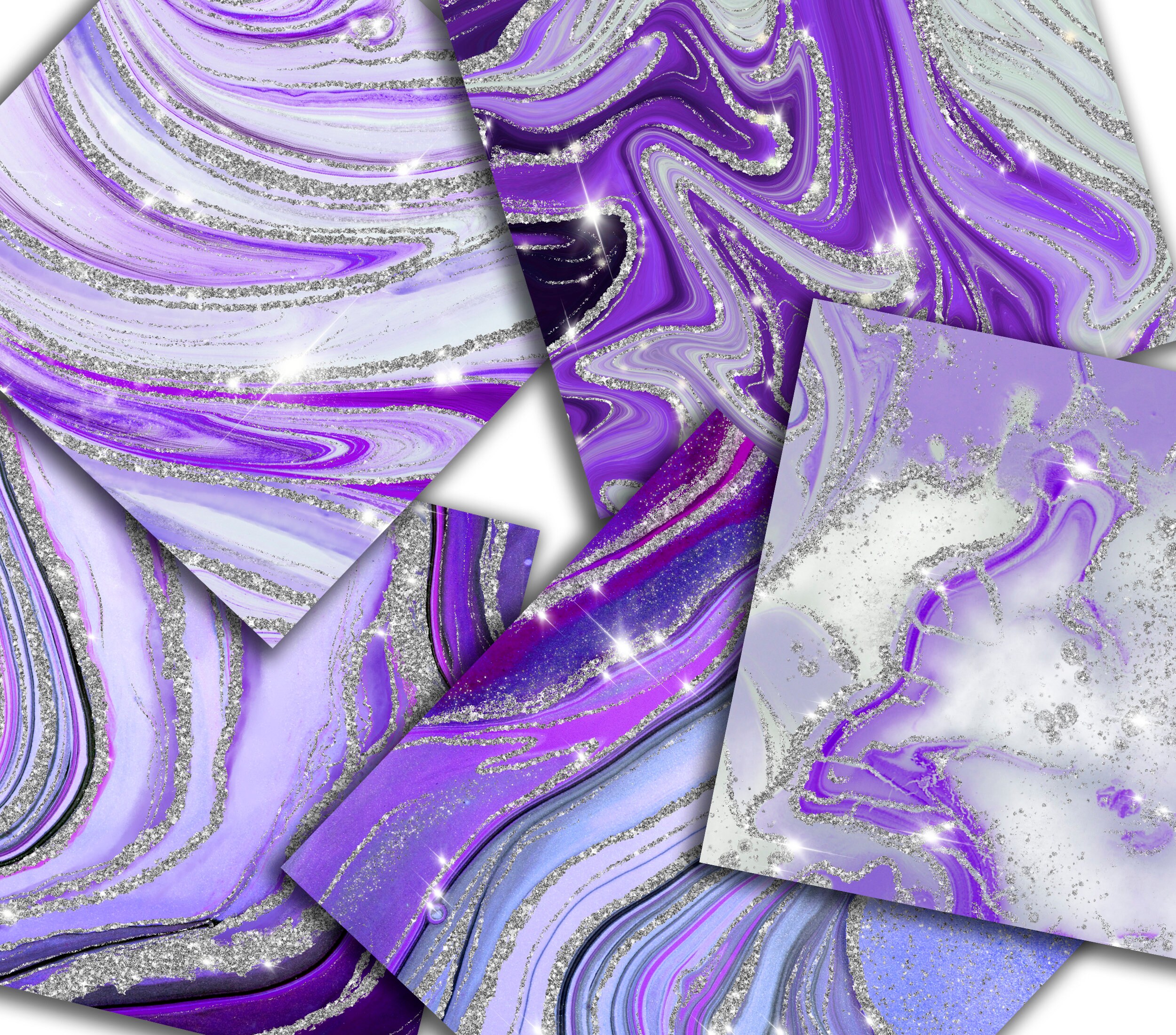 Violet Agate Scrapbook Paper Silver Shine Planner DIY - Etsy
