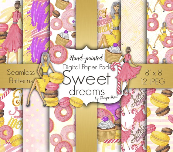 Paper, Party & Kids Papercraft Decorative Paper Macarons Digital Papers ...