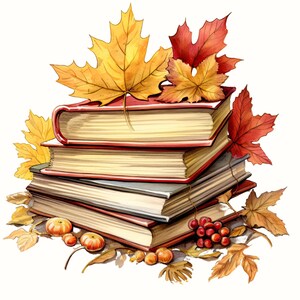 Autumn Png Book With Fall Leaves - Digital Download Art for Reading ...