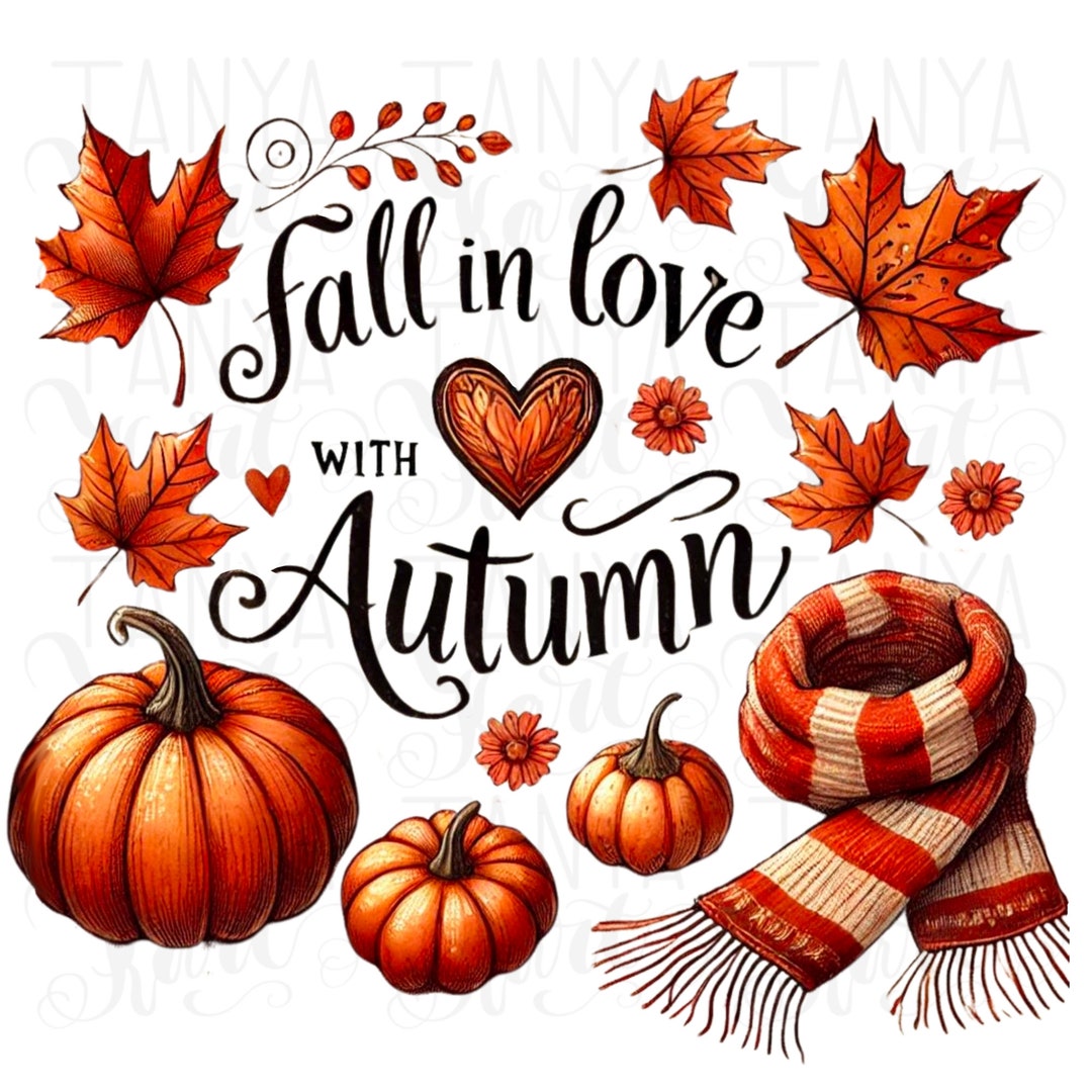 Fall in Love With Autumn PNG, Autumn Leaves & Vibes Sublimation, Trendy ...