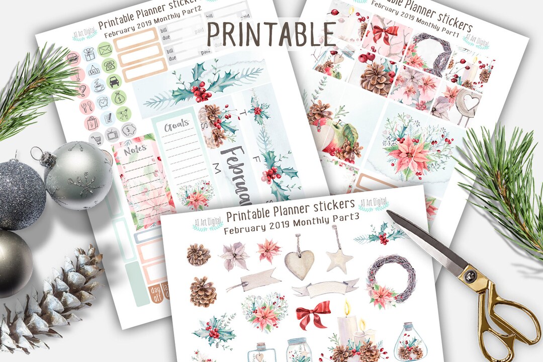 Planner Stickers, February Monthly Kit, Winter Stickers, Life Planner ...