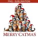 Merry Catmas PNG Designs for Crafting, Cute Cats Digital Downloads ...