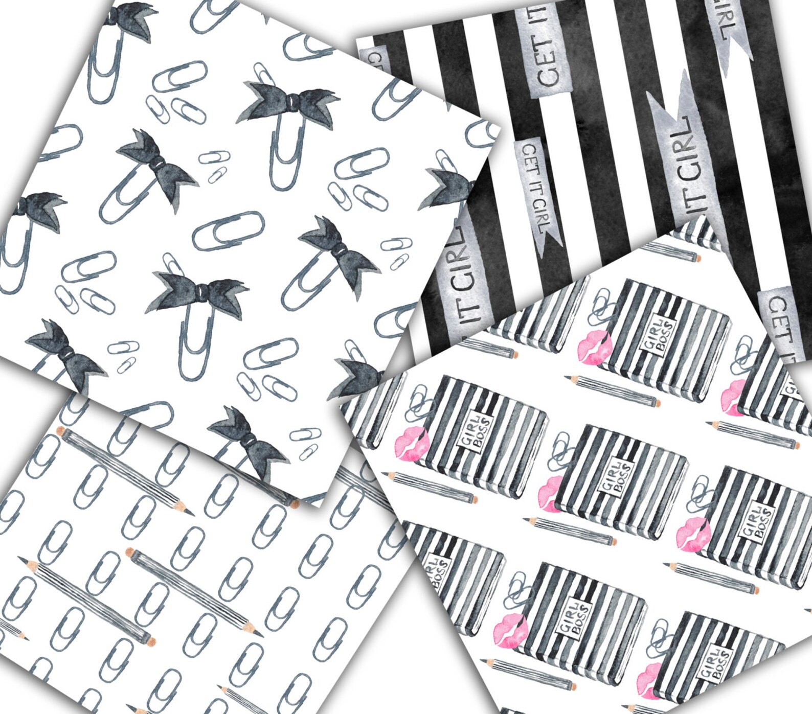 Planner Girl Digital Paper Pack, Fashion Digital Paper, Planner Cover ...
