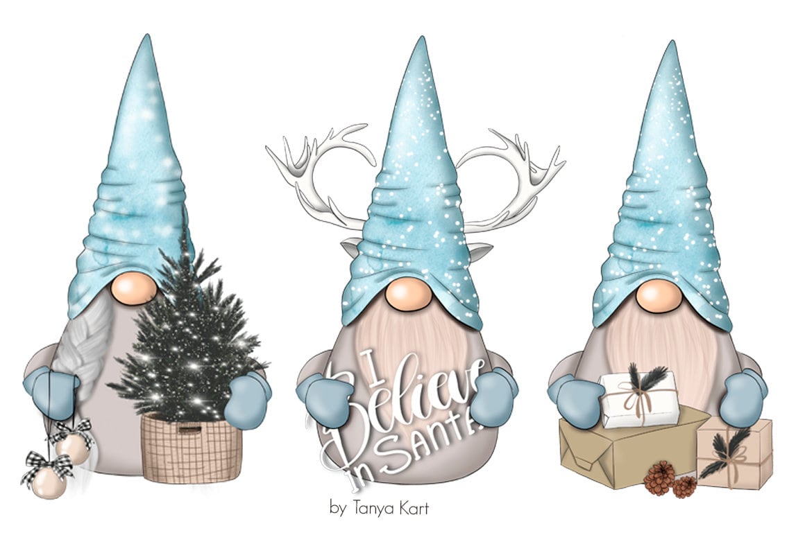 Nordic Gnomes Clipart Winter Gnomes Clipart Whimsical - Etsy UK