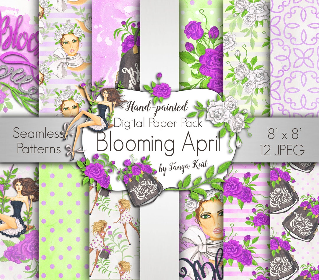 Floral Digital Paper, Spring Digital Paper Pack, April Digital Paper ...
