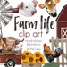 Farm Animal Clipart Bundle, Chicken, Cow, Horse, Scrapbook Elements ...