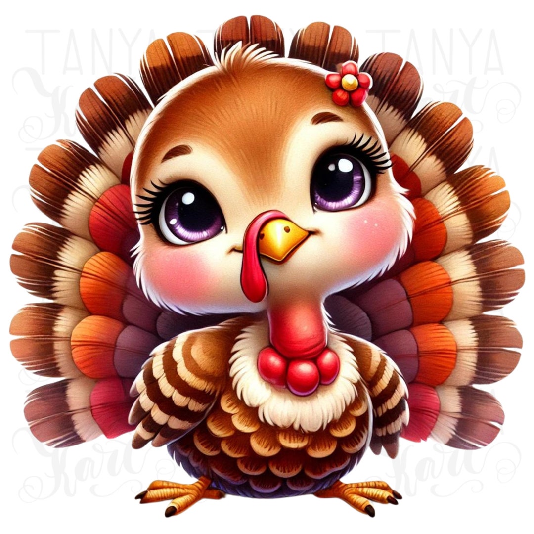 Cute Turkey PNG, Watercolor Thanksgiving Baby Design for Kids’ First ...