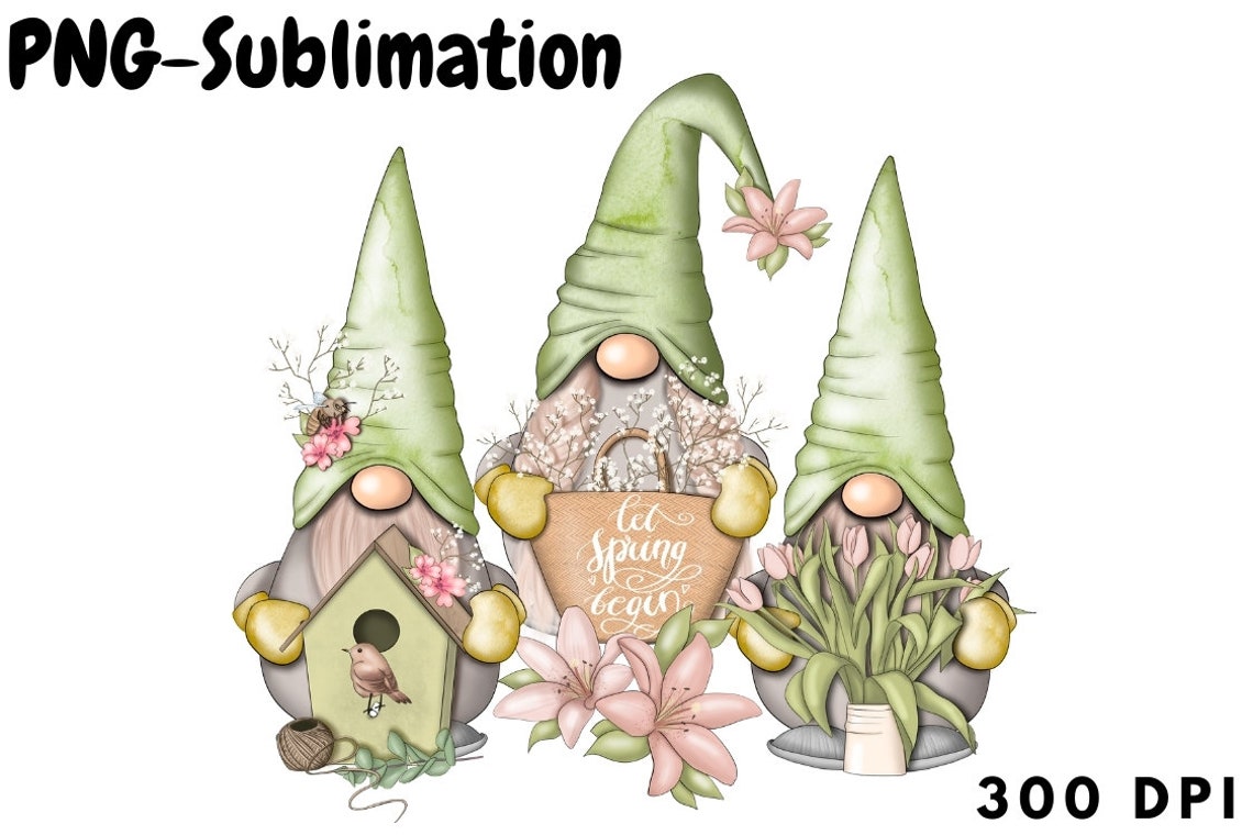 Spring Gnomes Gnome Png Sublimation Design Green Gnomes - Etsy Canada