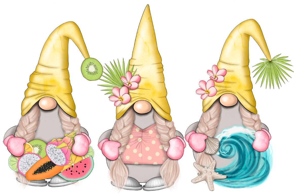 Summer Clip Art Nordic Gnomes Png FileWatermelon | Etsy