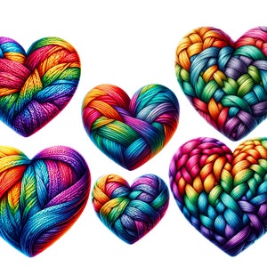 Love Hearts Clipart, Rainbow Color PNG for Valentines Day Crafts ...