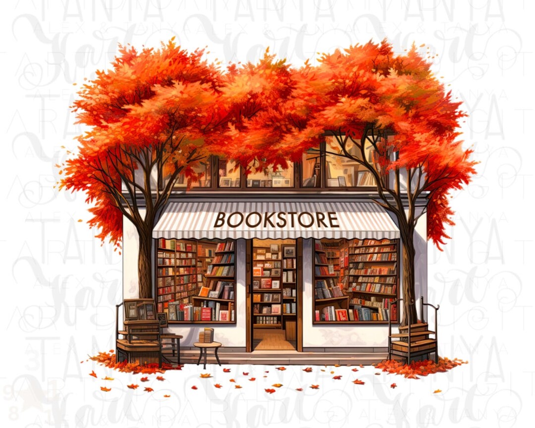 Fall Bookstore PNG, Autumn Leaves Printable Images, Fall Trees ...