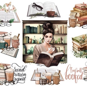 Bookish Clipart, Reading PNG, Booktrovert Illustration, Bookaddicted ...