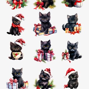 Watercolor Christmas Cat Clipart Bundle, Kittens for Sublimation, Meowy ...