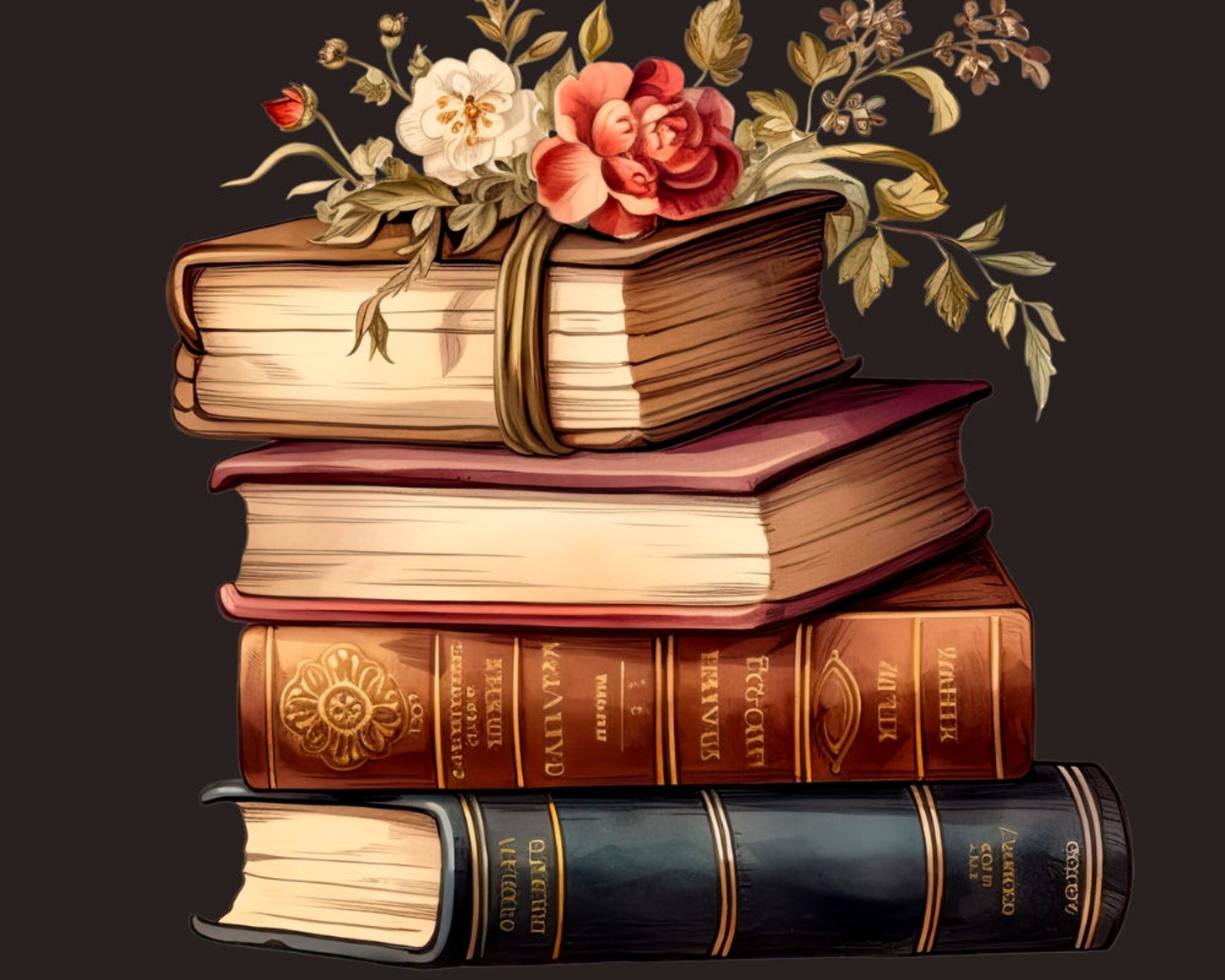 Vintage Book Clipart Bundle, Old Books Watercolor, Antique Book ...